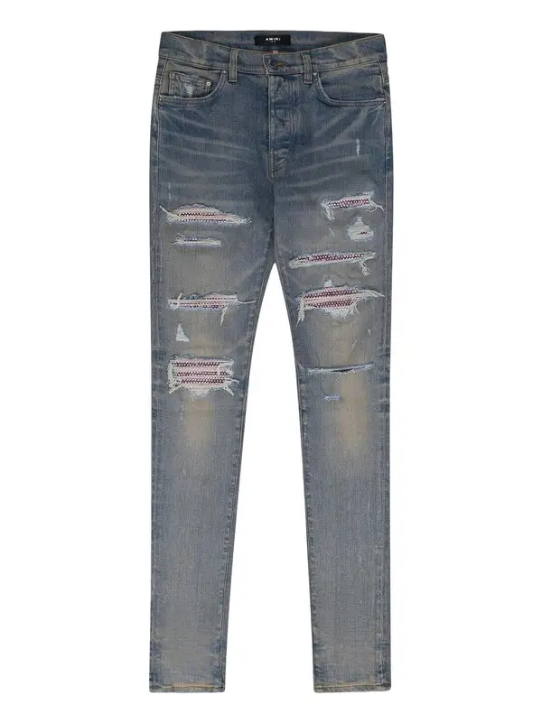 Amiri Crystal Thrasher Jean - Blue