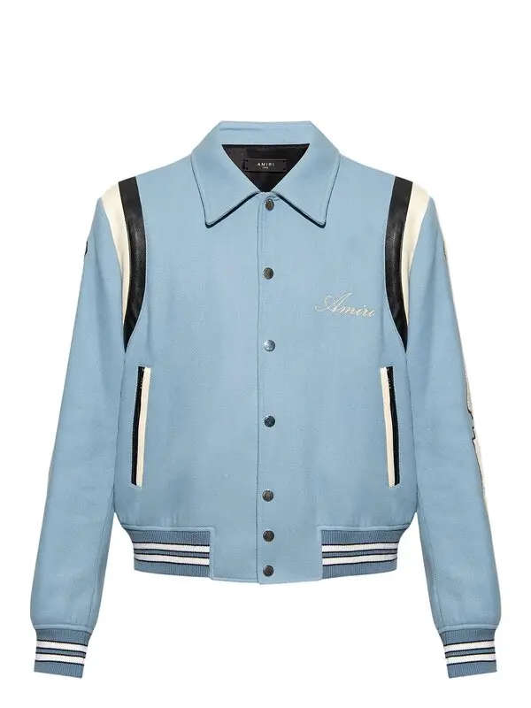 Amiri Varsity Bones Bomber Jacket 'slate - Blue