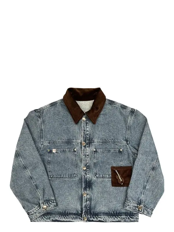 CHARLES JEFFREY Denim Jacket With Corduroy Collar - Blue