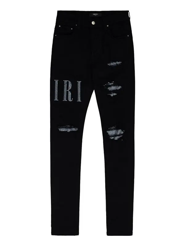 Amiri Crystal Core Logo Jeans - Black