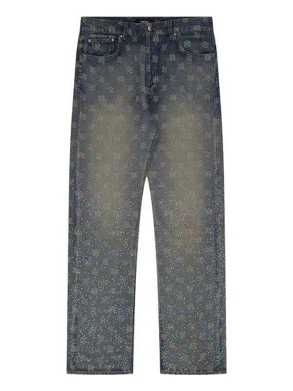 Amiri Crystal Burst Ma Paisley Straight Jean - Blue