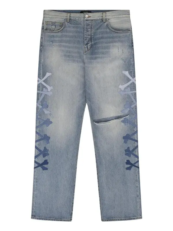Amiri Gradient Bones Straight Jeans - Blue