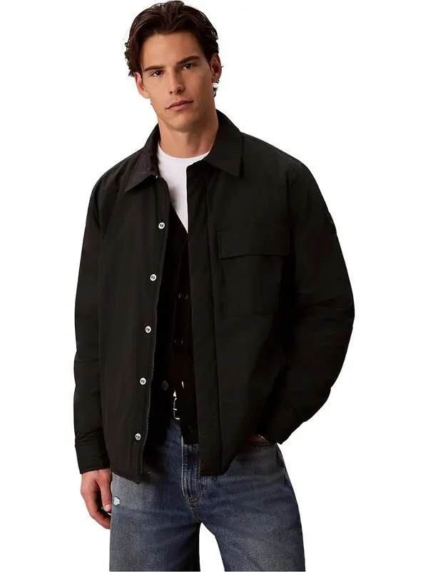 Calvin Klein Padded Nylon Shirt Jacket - Black