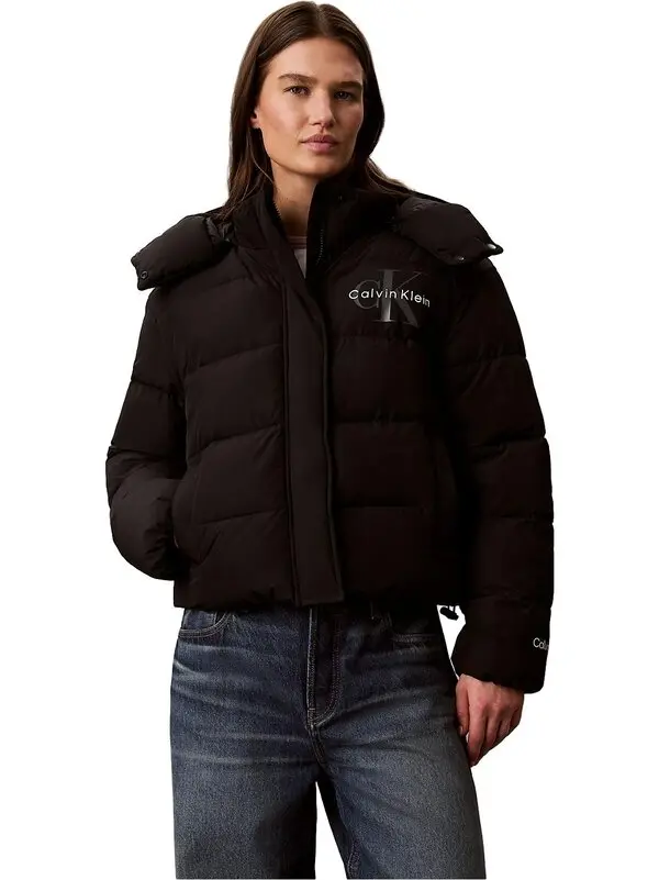 Calvin Klein Matte Monologo Puffer Jacket - Black