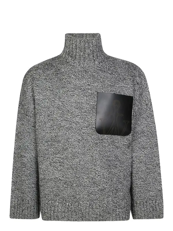 JW Anderson Turtleneck Sweater With Chest Pocket - Grigio