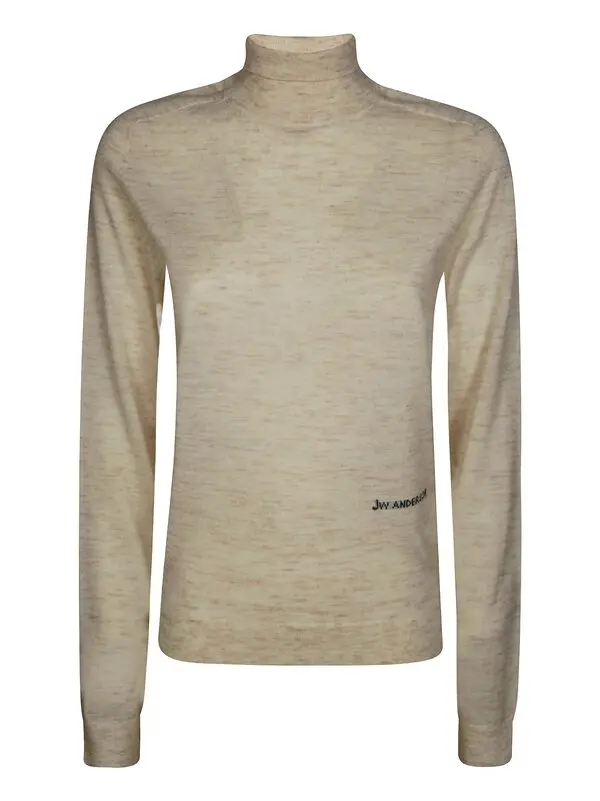 JW Anderson Turtleneck Jumper In Wool Blend - Bianco