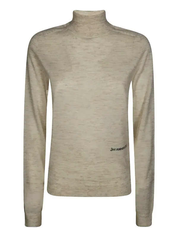 JW Anderson Turtleneck Jumper In Wool Blend - Bianco