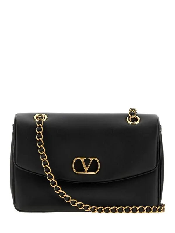 Valentino Garavani Djuna Leather Shoulder Bag - Black