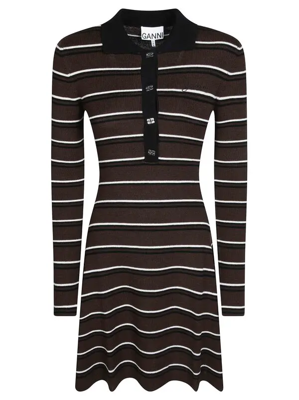 GANNI Mini Ribbed Merino Gown - Multicolour