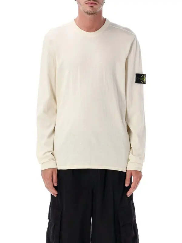 Stone Island Light Raw Hand Organic Cotton Pullover - Bianco