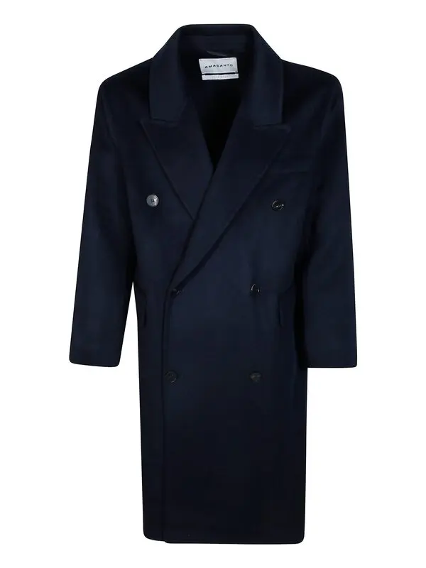 AMARANTO Double-breasted Overcoat - Blu
