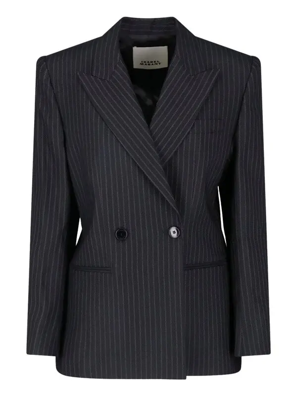 Isabel Marant Étoile Pinstriped Double-breasted Blazer - Black