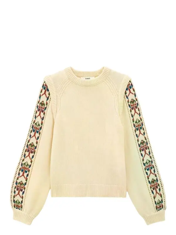 Ba&sh Geometric-pattern Puff-sleeve Knit - Neutrals