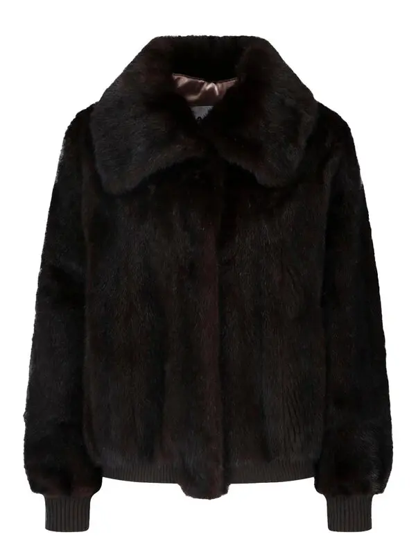 IACOPA Fur Bomber Jacket - Brown