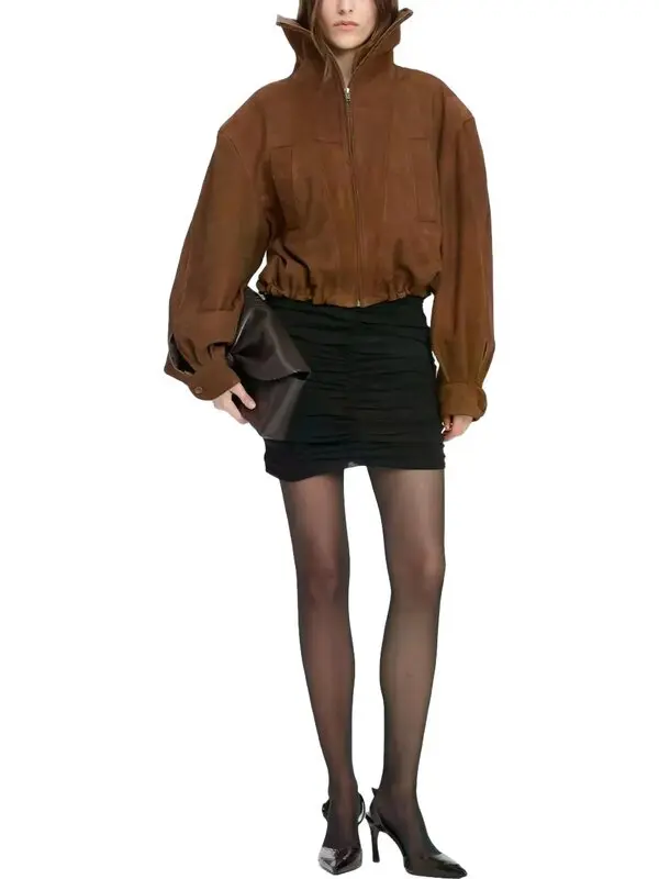 ROTATE BY BIRGER CHRISTENSEN Suede Bomber Jacket - Brown