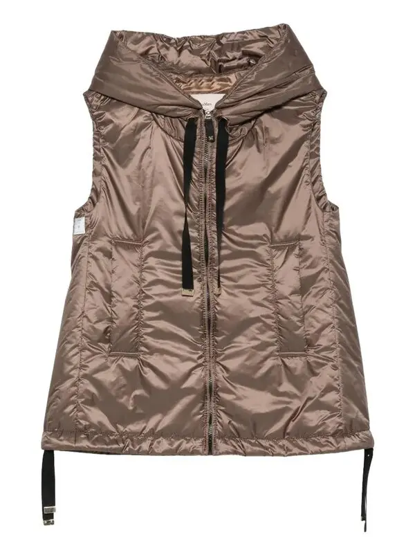 Max Mara Waterproof Padded Canvas Vest - Marrone
