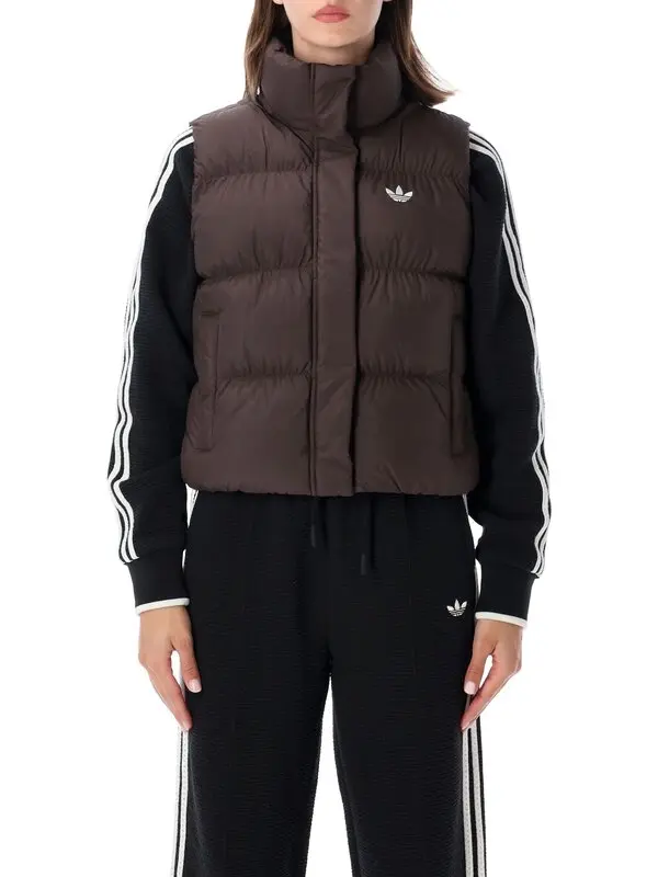 ADIDAS ORIGINALS Padded Regular-fit High-neck Zip Vest - Marrone