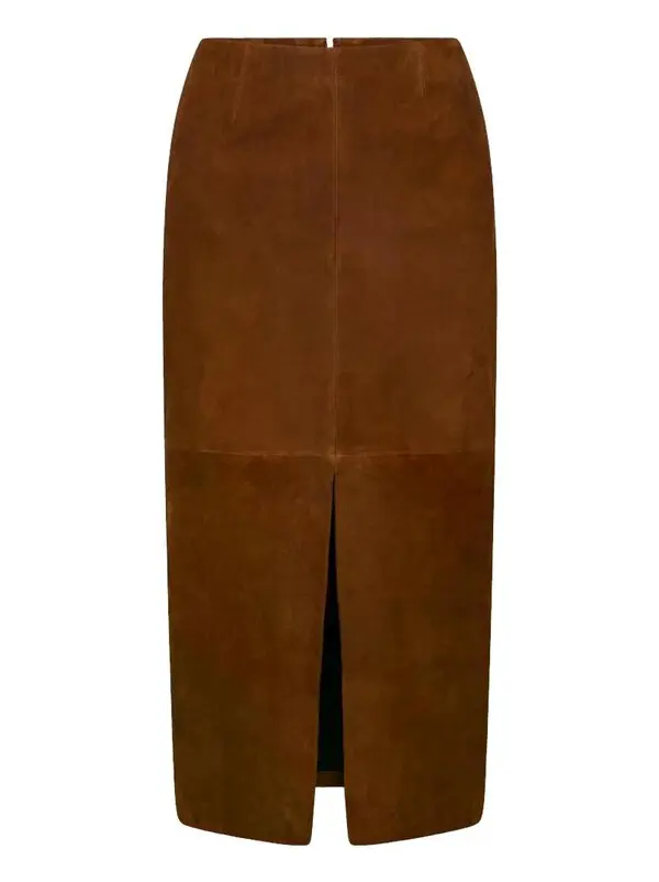 ROTATE BY BIRGER CHRISTENSEN Suede Midi Pencil Skirt - Brown