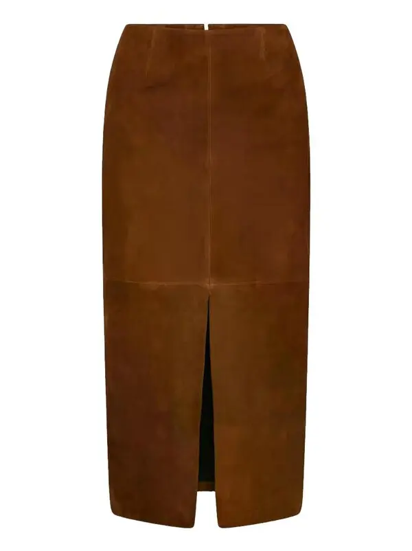 ROTATE BY BIRGER CHRISTENSEN Suede Midi Pencil Skirt - Brown