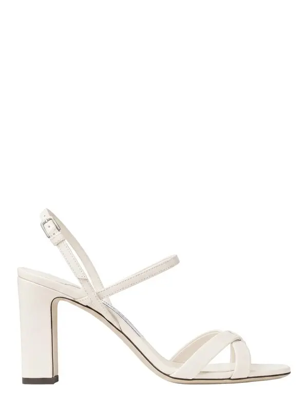 JIMMY CHOO Elsy 85 Leather Sandals - Neutral