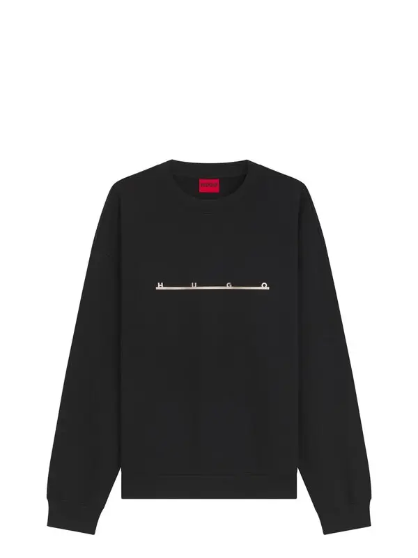 Hugo Cotton Sweatshirt With Spaced Logo Print - Black