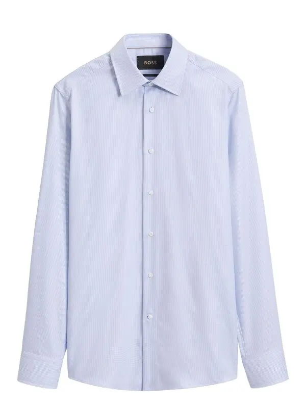 BOSS Slim-fit Shirt In Wrinkle-resistant Cotton - Blue
