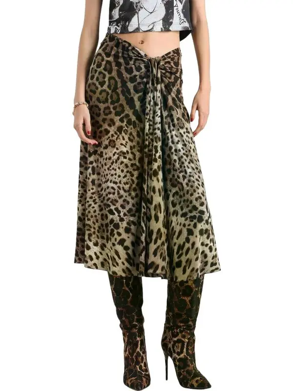 Dolce & Gabbana Leo-print Viscose Jersey Skirt - Neutrals