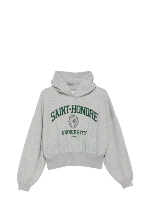 Maje Logo-embroidered Hoodie - Grey