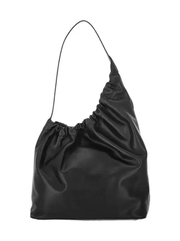 AESTHER EKME Demi Lune Cloud Ruched Leather Shoulder Bag - Black