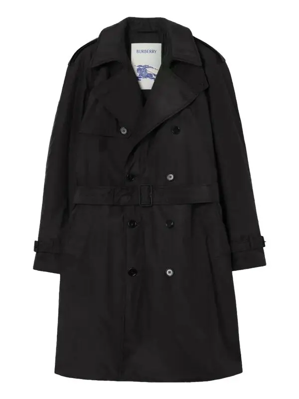 Burberry Long Cotton Nylon Padded Trench Coat - Black
