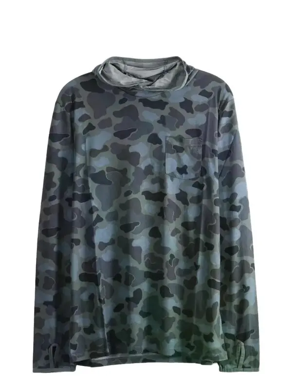 FREE FLY Bamboo Camouflage Print Hoodie Top - Blue