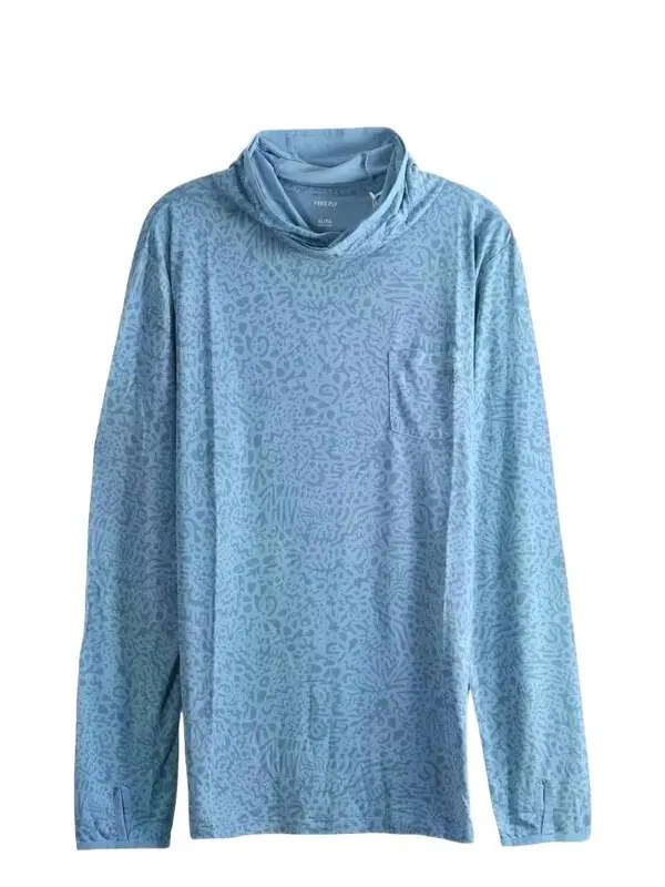 FREE FLY Abstract-print Chest-pocket Hoodie - Blue