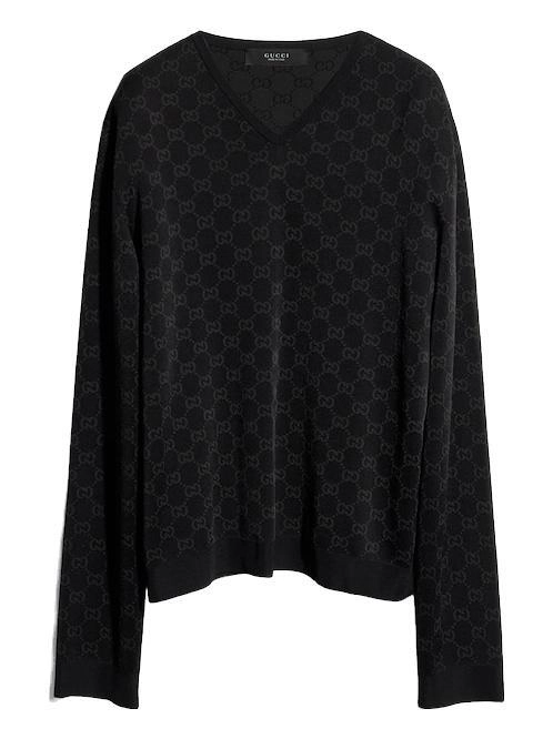 Gucci Fine Knit Viscose Gg Jacquard Sweater Ready-to-wear - Black