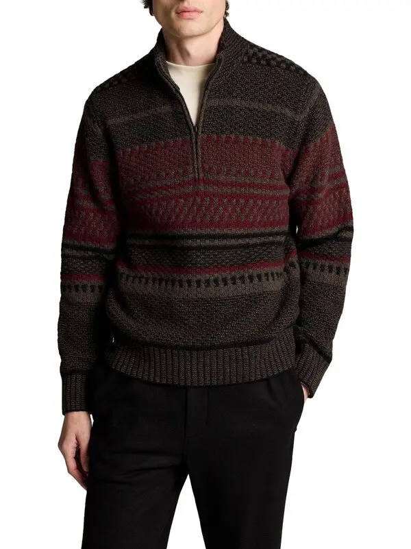 Vince Merino Wool-blend Variegated Jacquard Quarter-zip Sweater - Black Combo