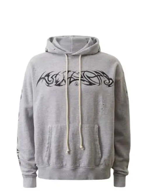 HELLSTAR Tribal Flame Logo Hoodie - Grey