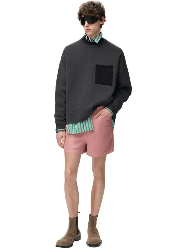 Loewe Cotton Blend Anagram Pocket Sweater - Grey/black
