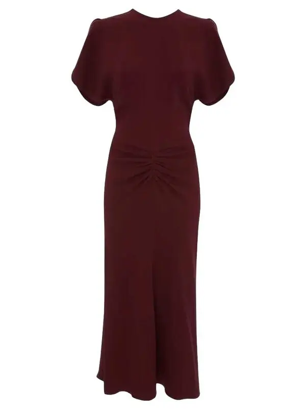 Victoria Beckham Bela Ruched Midi Dress - Red