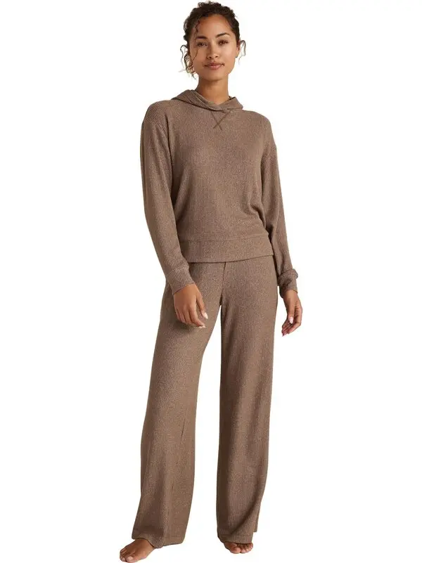 HAVEN WELL WITHIN Resti Brushed Rib Knit Drawstring Pants - Deep Mocha