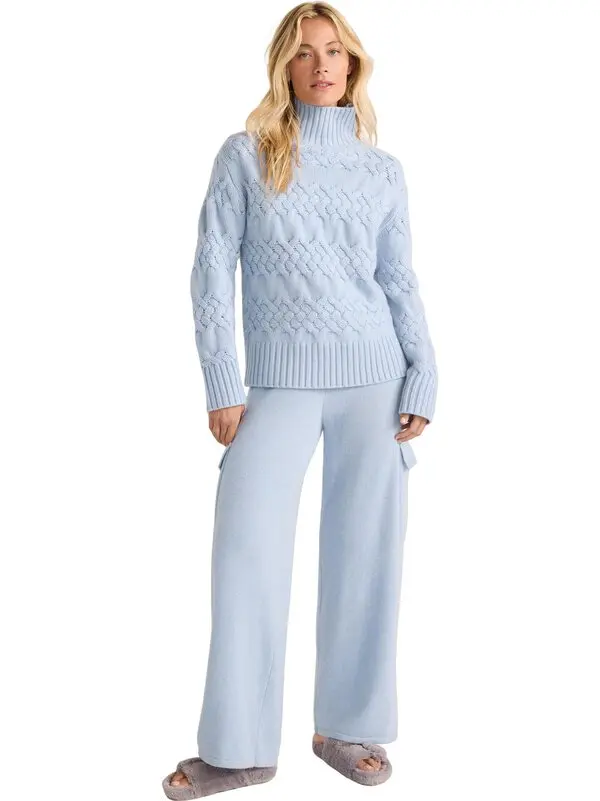 HAVEN WELL WITHIN Cashmere Wide Leg Cargo Pants - Blue Ice Hthr
