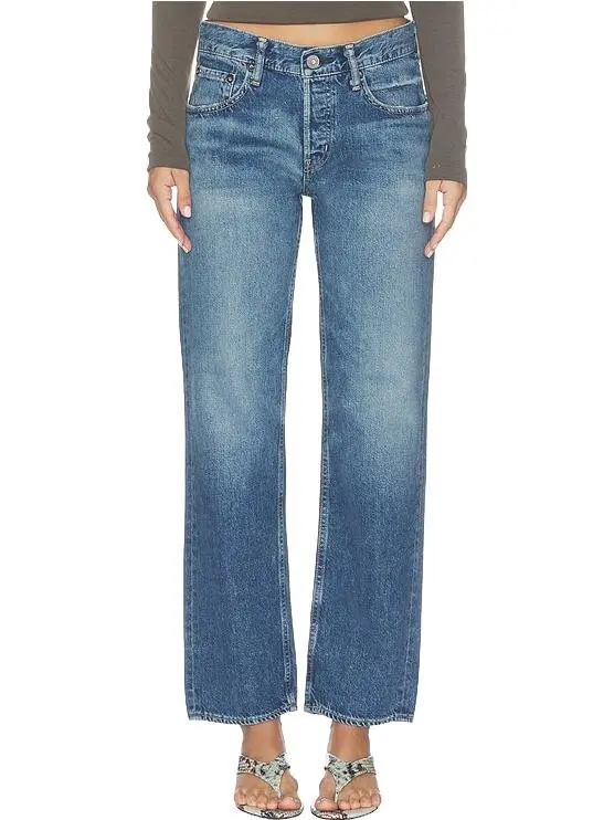 Moussy Vintage Wheeling Straight Low Jeans - Blue