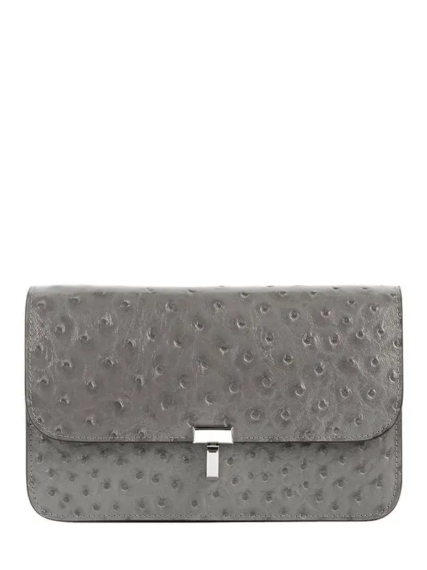 TOTEME Ostrich-embossed Leather Crossbody Bag - Grey