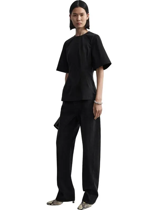 TOTEME Sculptural Cotton Top - Black