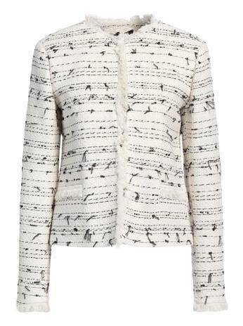 Liu Jo Cotton-blend Tweed Fringe Jacket - White