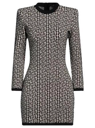 Balmain Mini Dress Wool, Viscose, Polyamide, Elastane - Black