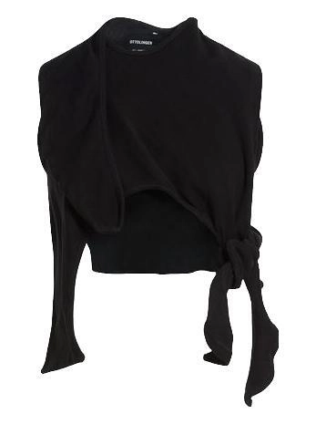 Ottolinger Ribbed Jersey Tuxedo Collar Top - Black