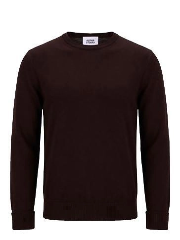 Alpha Studio Wool Crewneck Sweater - Brown