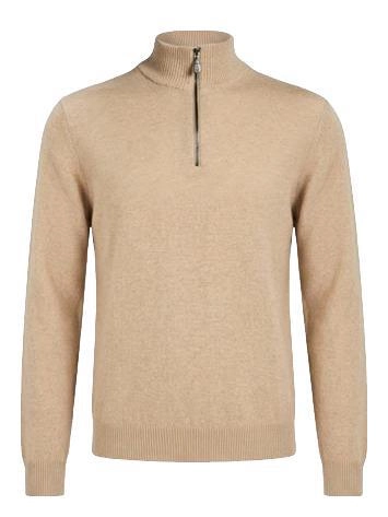 Alpha Studio Cashmere Half-zip Sweater - Beige