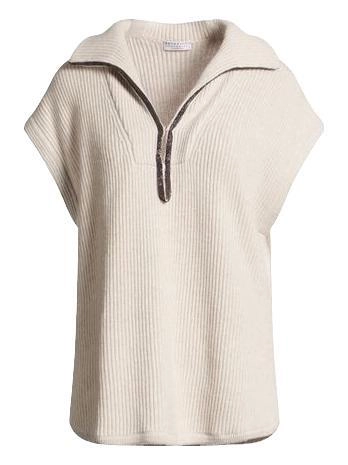 Brunello Cucinelli Cashmere And Ecobrass Quarter Zip Polo Sweater - Grey