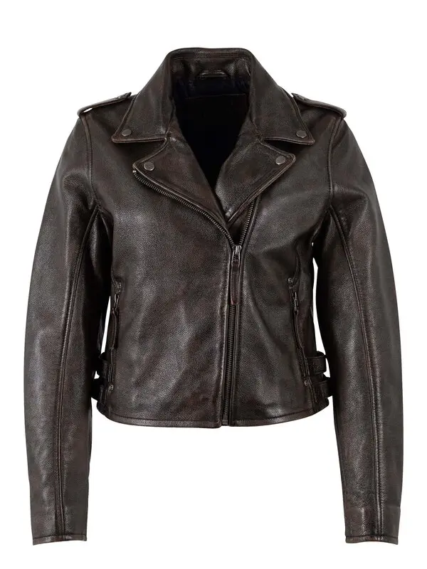Mauritius Antique Leather Moto Jacket Katica - Brown