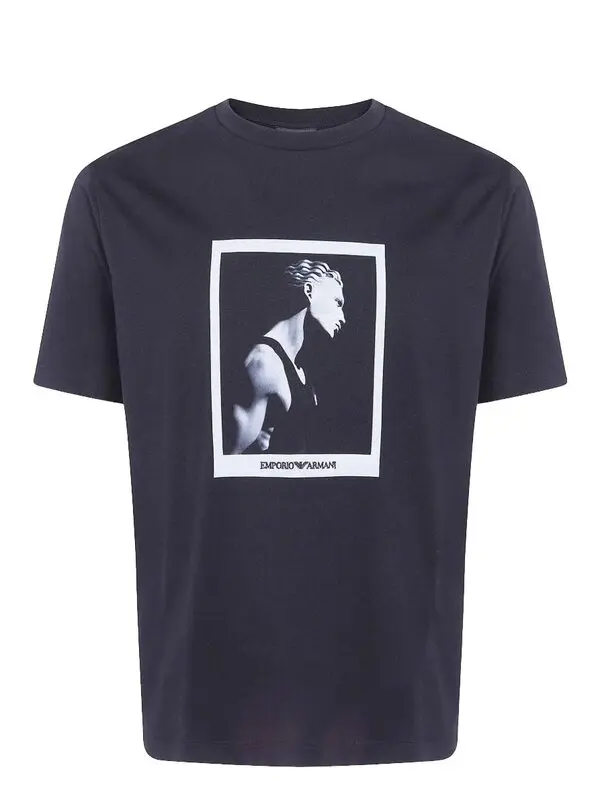Emporio Armani Printed Cotton T-shirt - Black